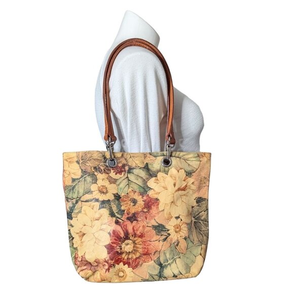 Maurizio Taiuti | Bags | Leather Floral Tote Bag Italian Shoulder Bag ...